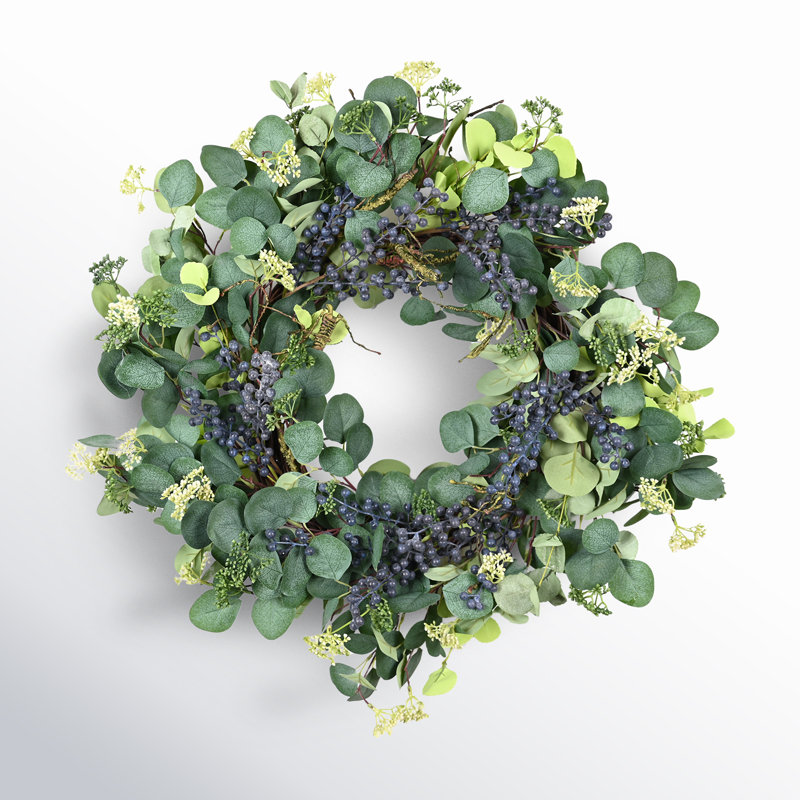 Primrue 24" Spring Eucalyptus Berry Front Door Wreath & Reviews | Wayfair
